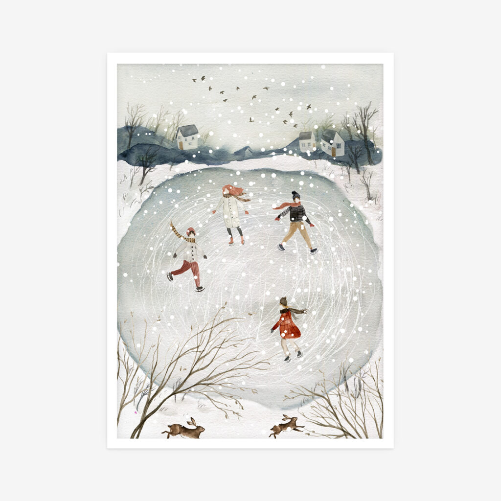 Winter skating poster - Božićni poster - Dilemma Posters